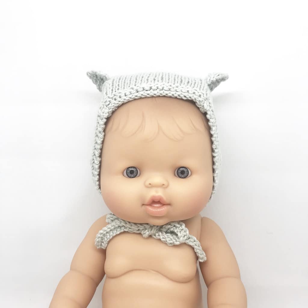 Béguin A Oreilles En Tricot - Gris - Pour Poupée Gordis Paola Reina ...